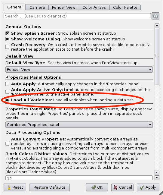 Automatically load all variables in ParaView