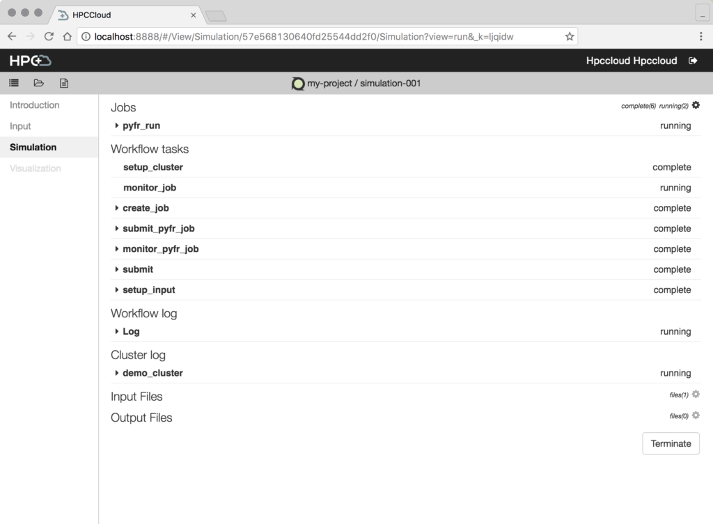 HPCCloud: HPC simulation workflow in the cloud