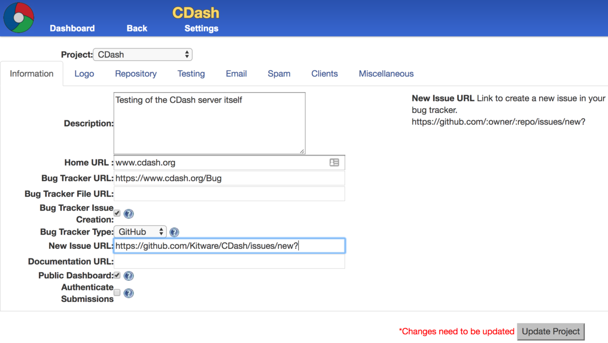 CDash + Bug Tracker integration
