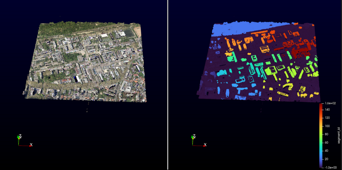 Unsupervised segmentation on aerial point-cloud data in LidarView